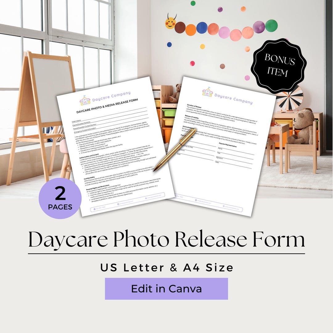 Daycare Photo Release Form, Media Release From, Photo Consent Form ...