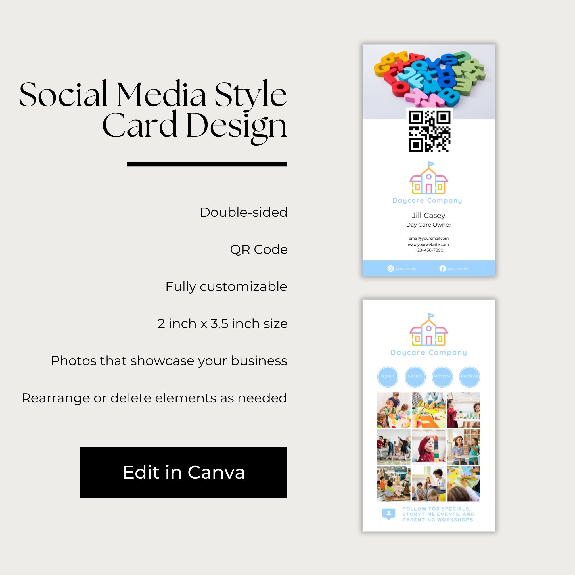 Childcare Business Card, Business Cards for Daycare, Daycare Advertising, Daycare Business Cards ...