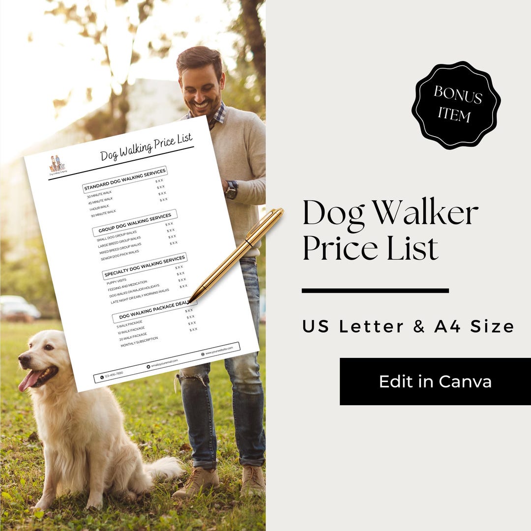 Dog Walking Template, Dog Walking Forms, Pet Service Template, Dog ...