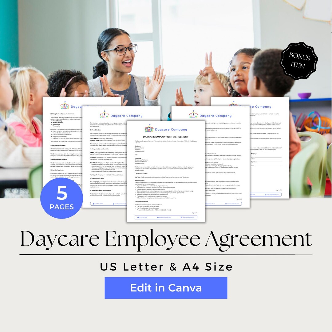 Daycare Employee, Employment Contract, Daycare Employee Contract ...