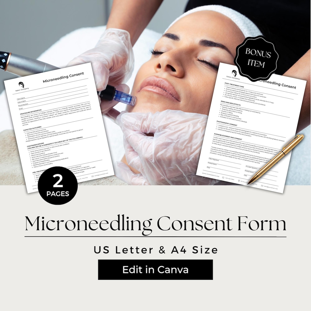 Microneedling Consent Form, Dermal Needling, Cosmetologist Forms ...