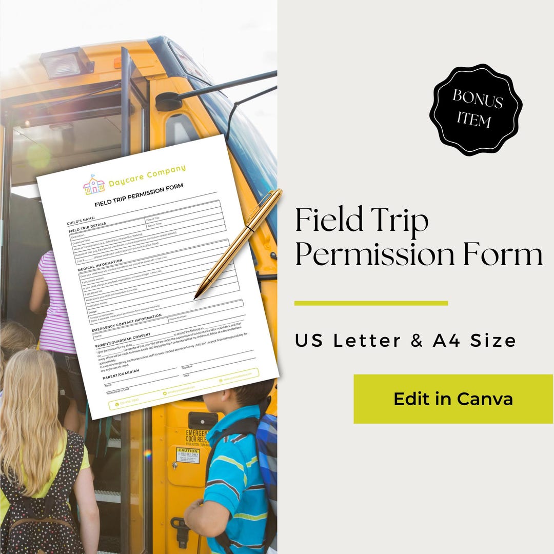 Permission Slip, Permission Form, Field Trip Permission Form, Field ...