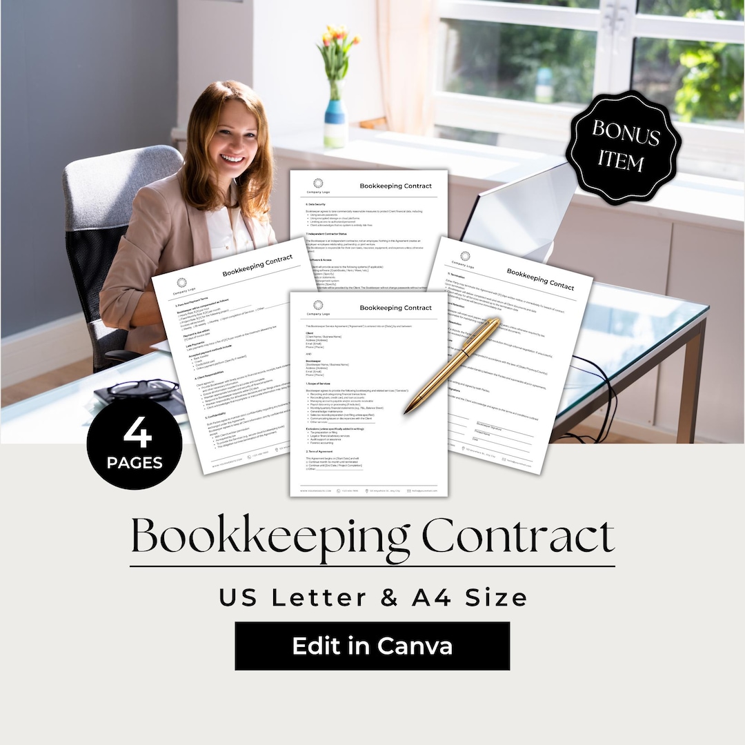 Bookkeeper Contract Template, Accounting Agreement, Bookkeeping ...