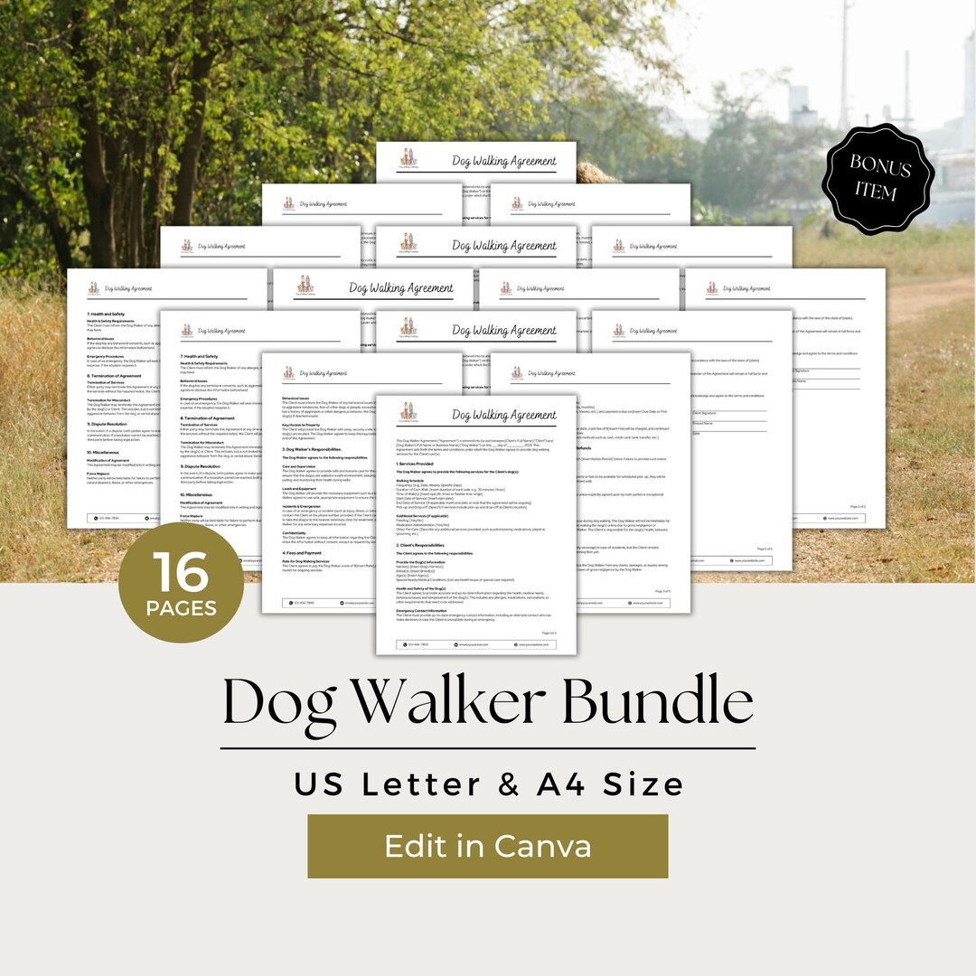 Dog Walking Bundle Templates, Dog Walking Business Templates, Dog ...