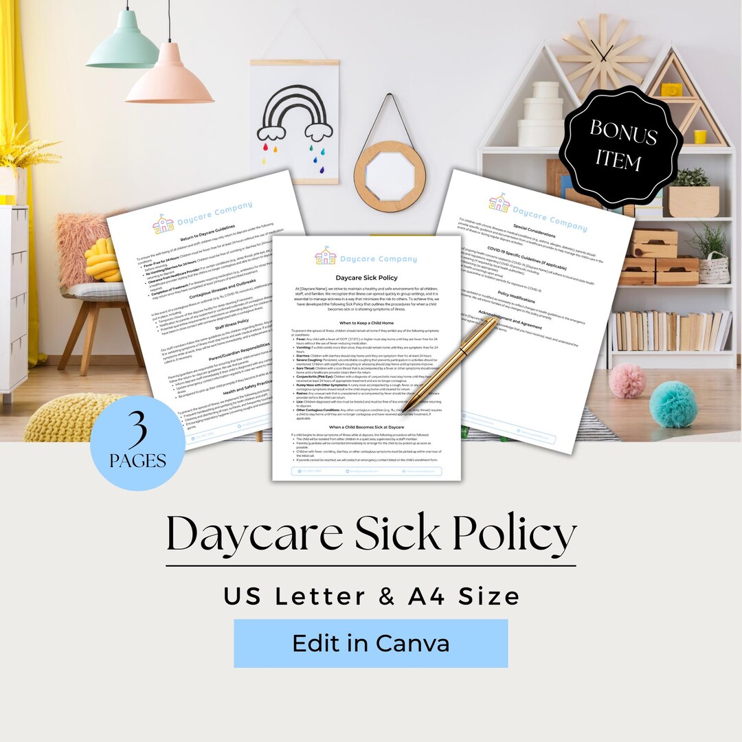Sick Policy, Daycare Sick Policy, Child Illness Policy, Sick Child ...
