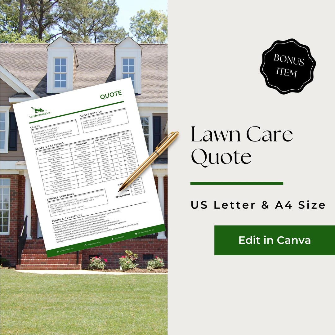 Landscaping Quote Template, Landscaping Estimate Template, Landscaping ...