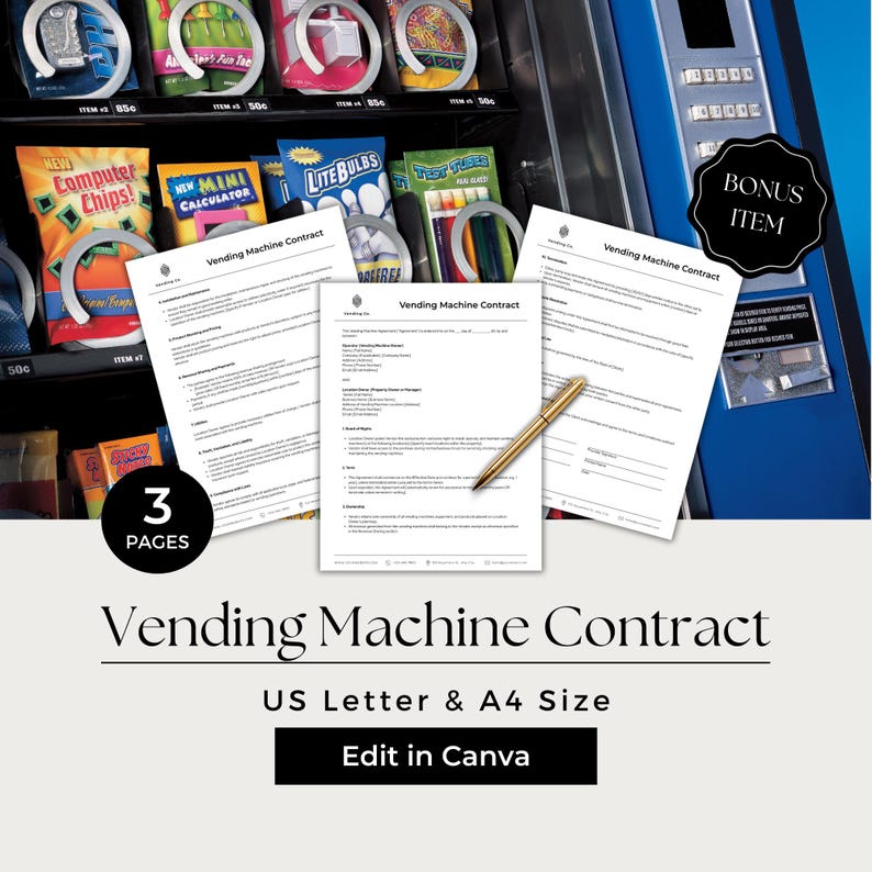 Vending Machine Contract, Vending Rental Forms, Vending Machine ...