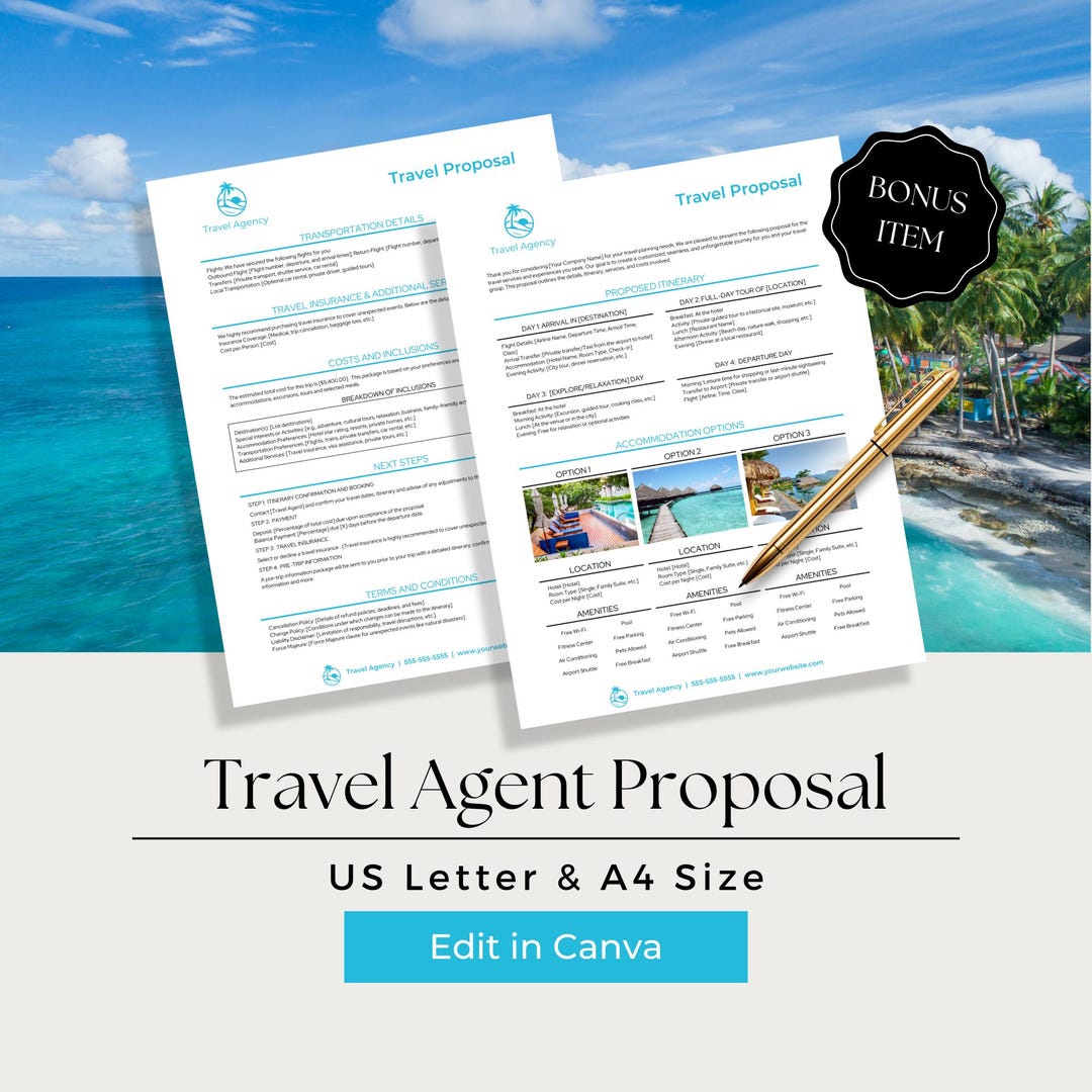 Travel Advisor Proposal Template, Travel Agent Proposal, Canva Travel ...