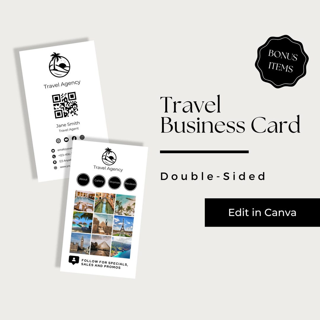 Travel Agent Business Card Template, Travel Agency Business Card, Canva ...