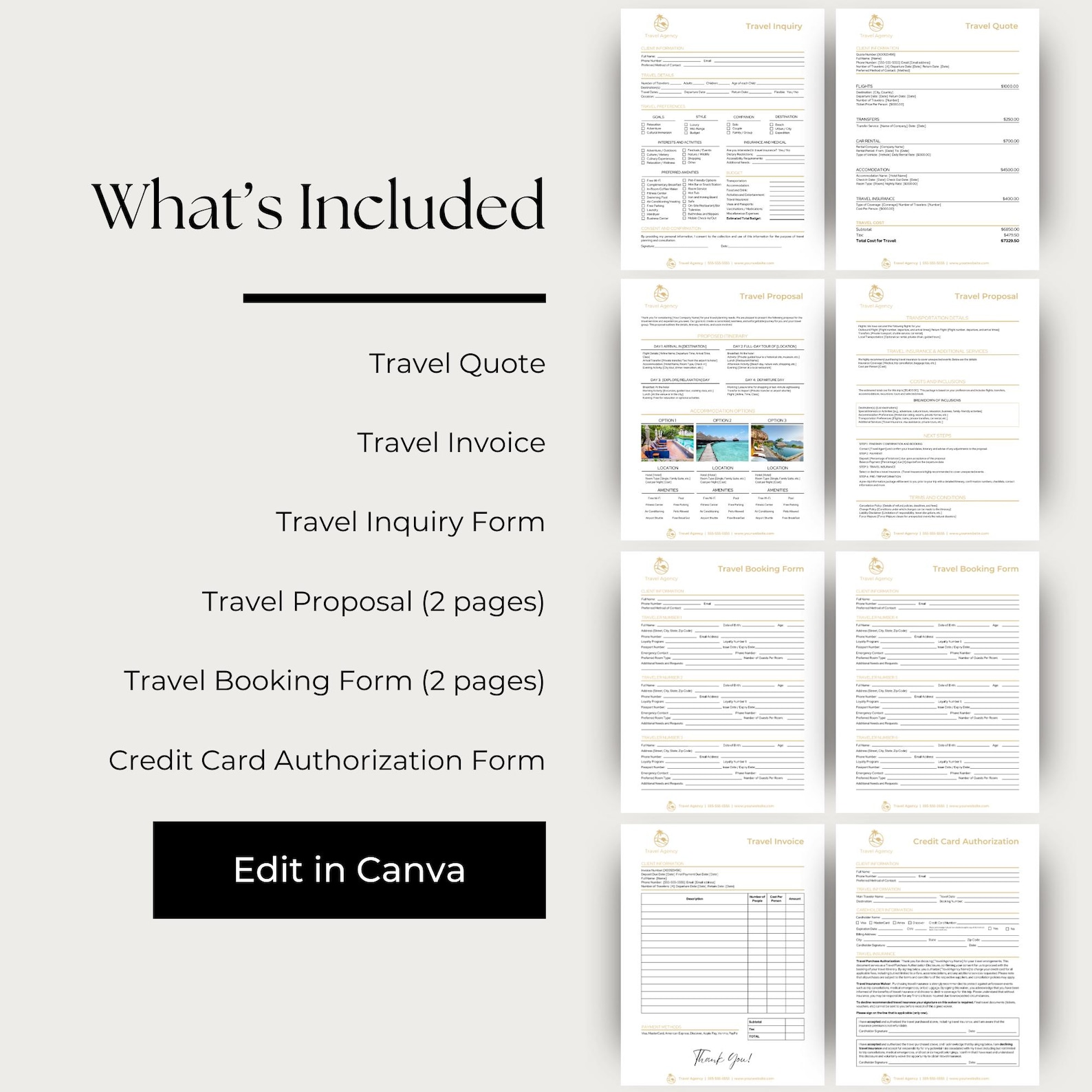 Editable Travel Agent Forms, Travel Intake Form, Travel Quote Form ...