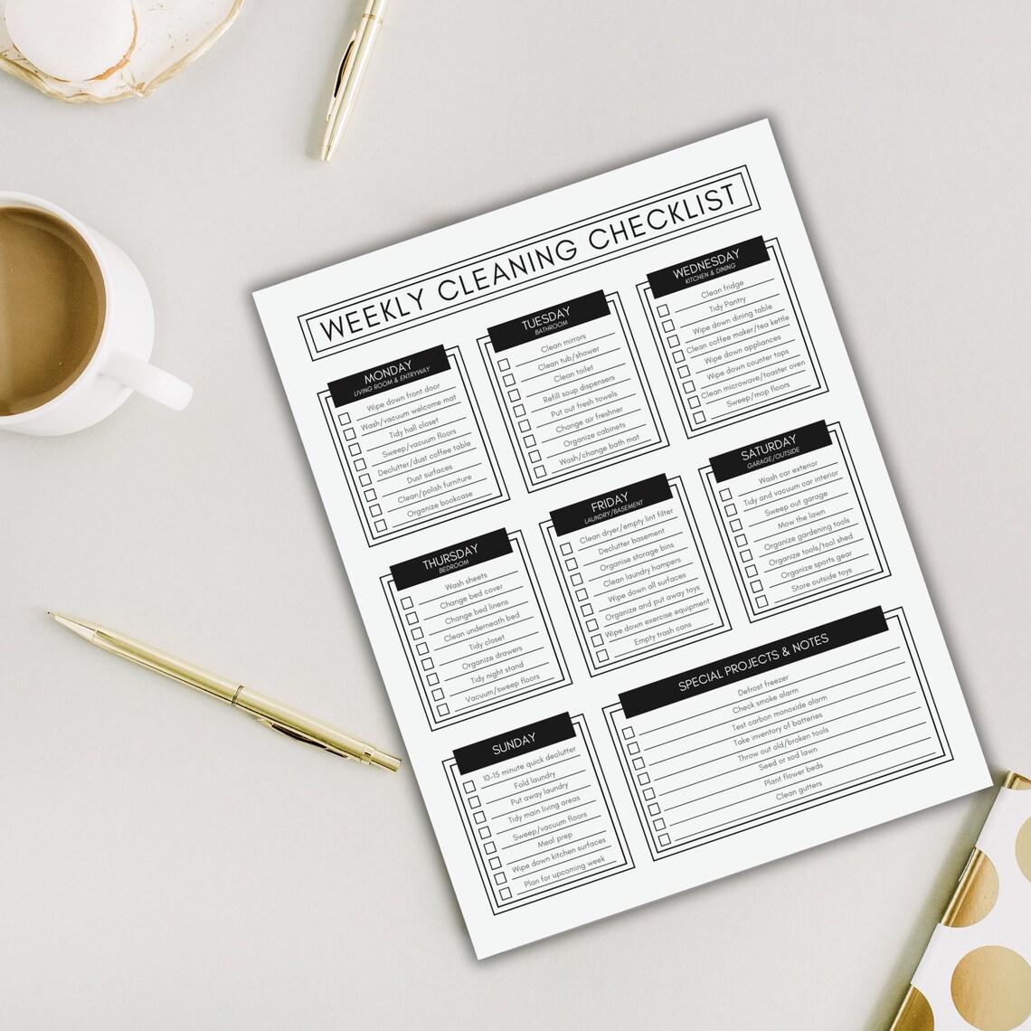 Weekly Cleaning Checklist Cleaning Schedule Cleaning Checklist Family ...