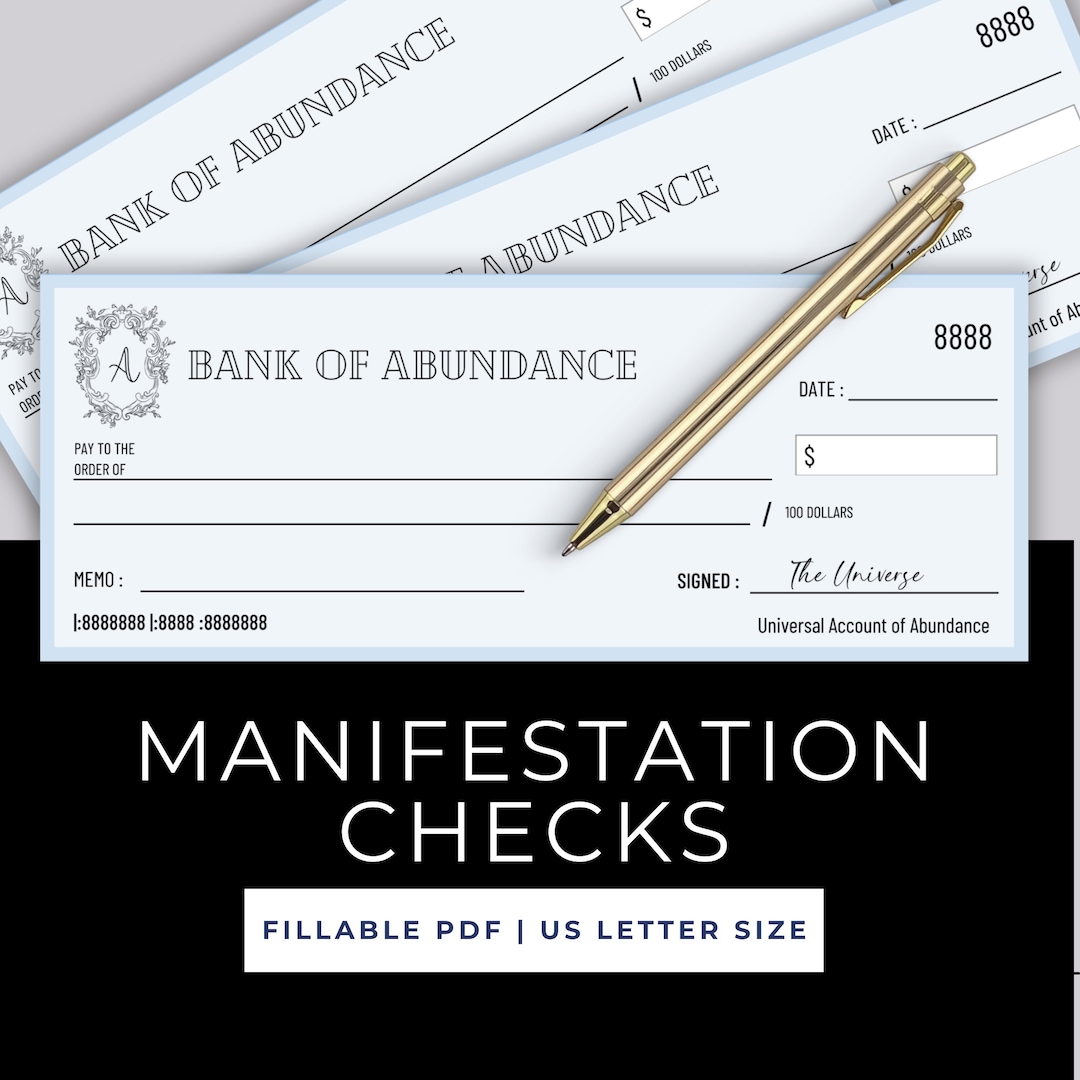 Money Manifestation Check | Law of Abundance Check | Blank Check ...