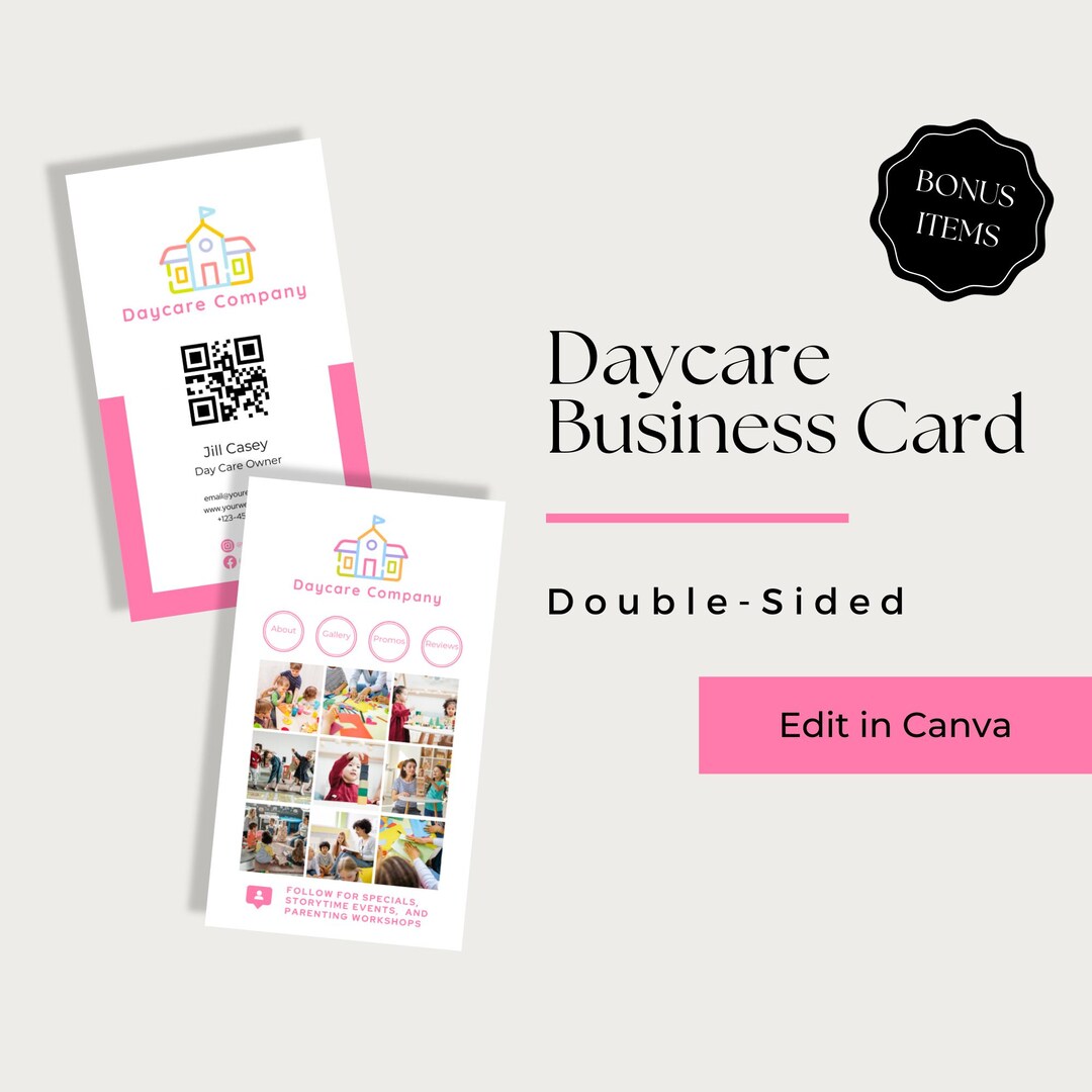 Daycare Business Cards, Childcare Business Card, Business Cards for ...