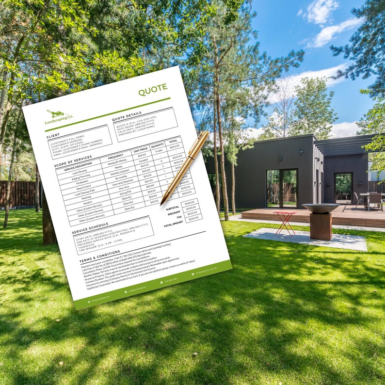 Landscaping Quote Template, Landscaping Estimate Template, Landscaping ...