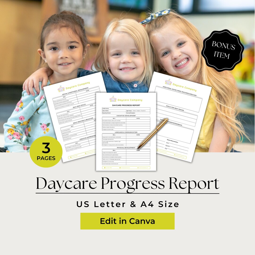 Child Progress Report, Early Childhood Report, Daycare Progress Report ...