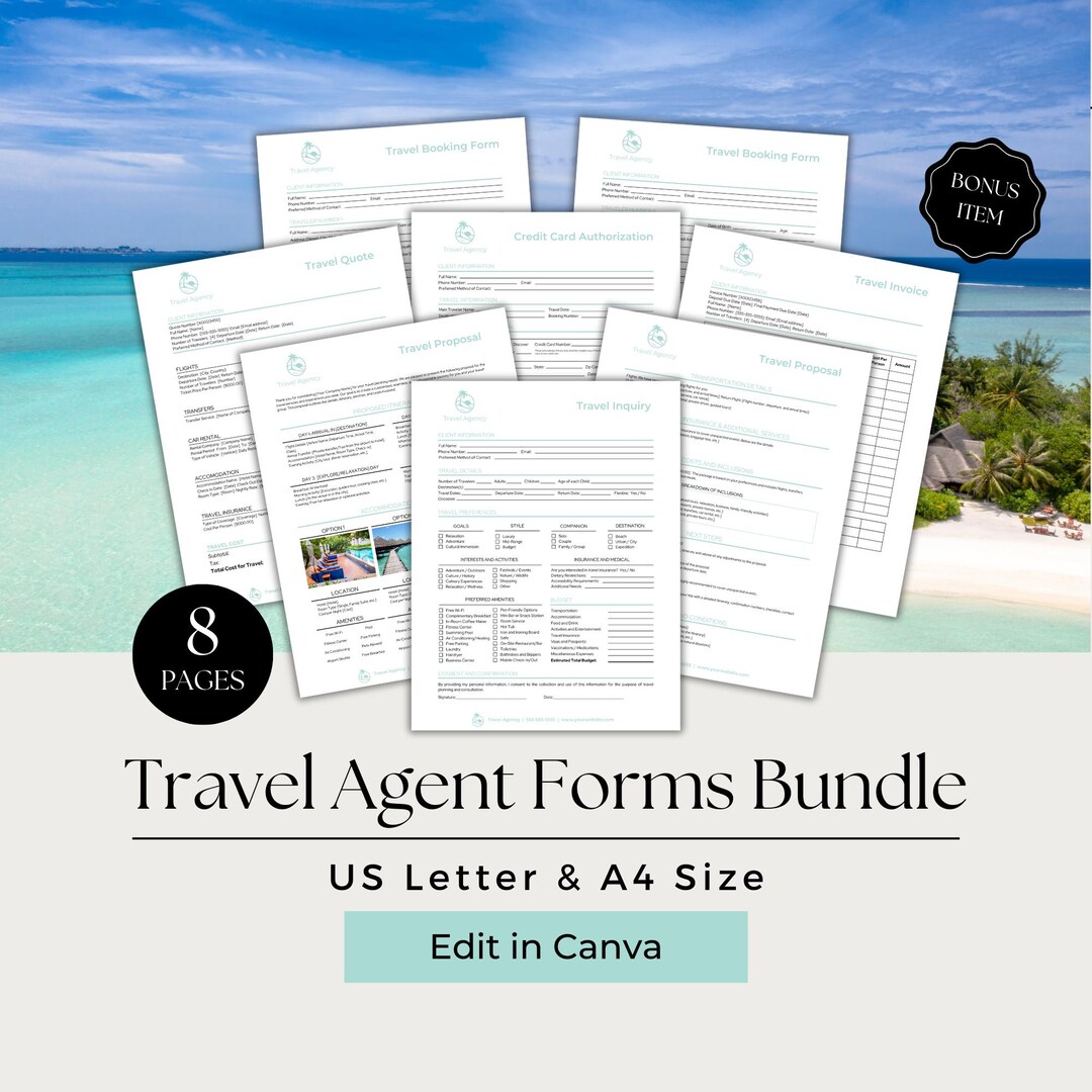 Travel Business Forms, Travel Intake Form, Travel Quote Form, Travel ...