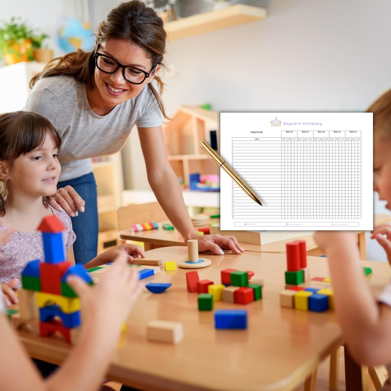Daycare Monthly Attendance Sheet, Daycare Attendance Tracker, Preschool ...
