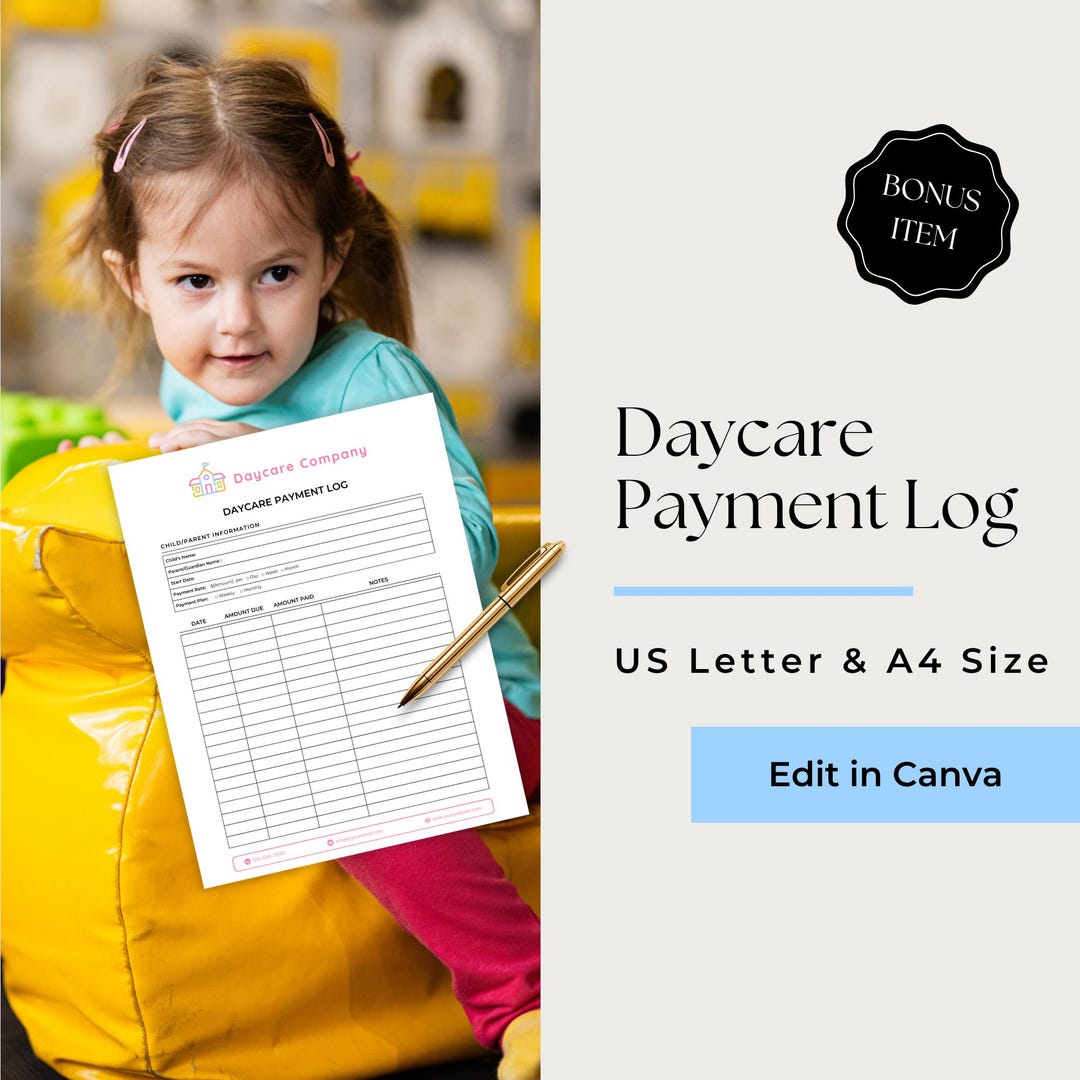 Tuition Log, Child Care Payments, Daycare Payment Log, Daycare Payment ...