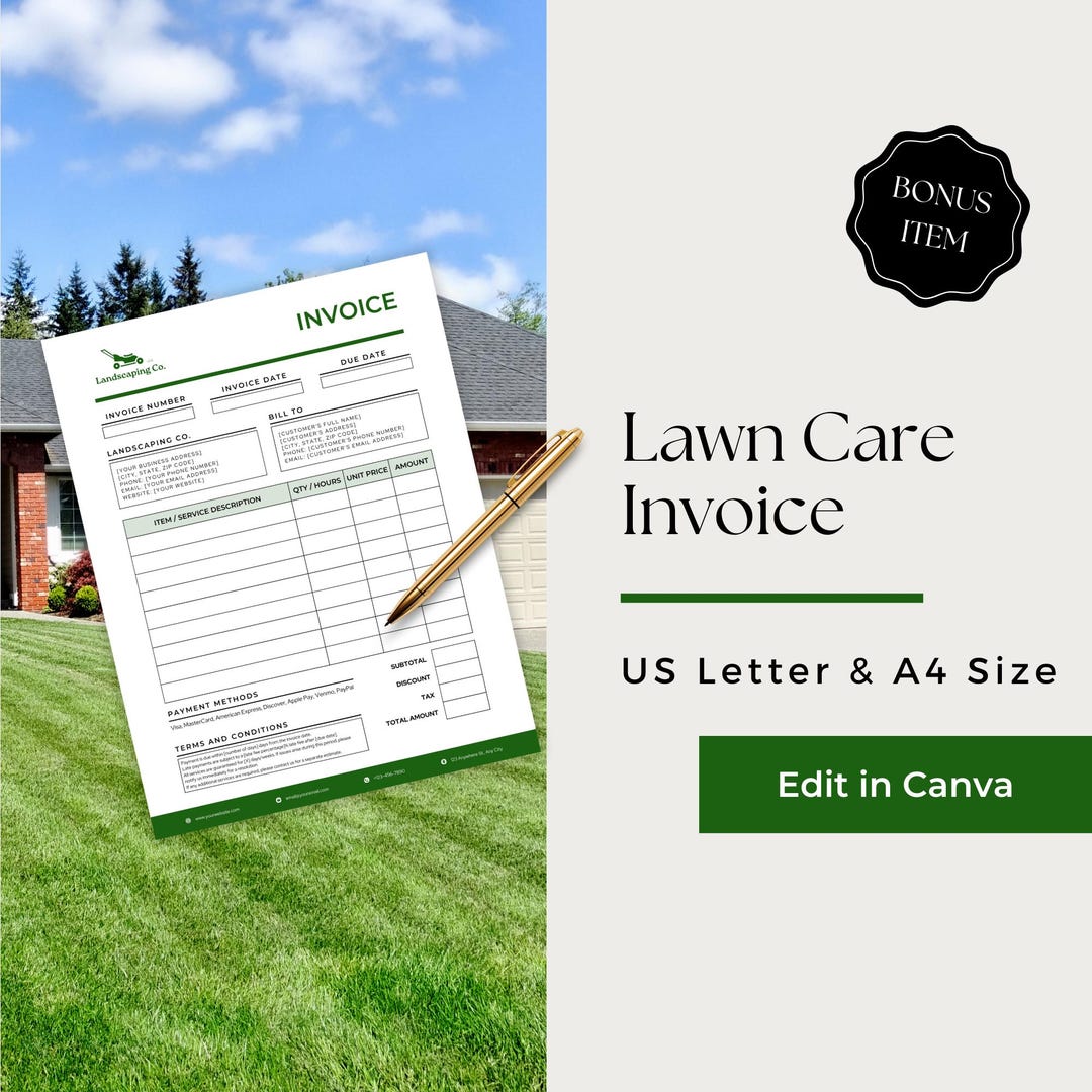 Lawn Care Business Template, Basic Invoice Template, Lawn Mowing ...