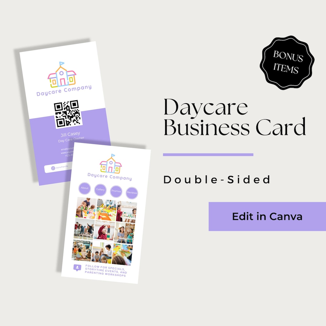 Childcare Business Card, Business Cards for Daycare, Daycare ...