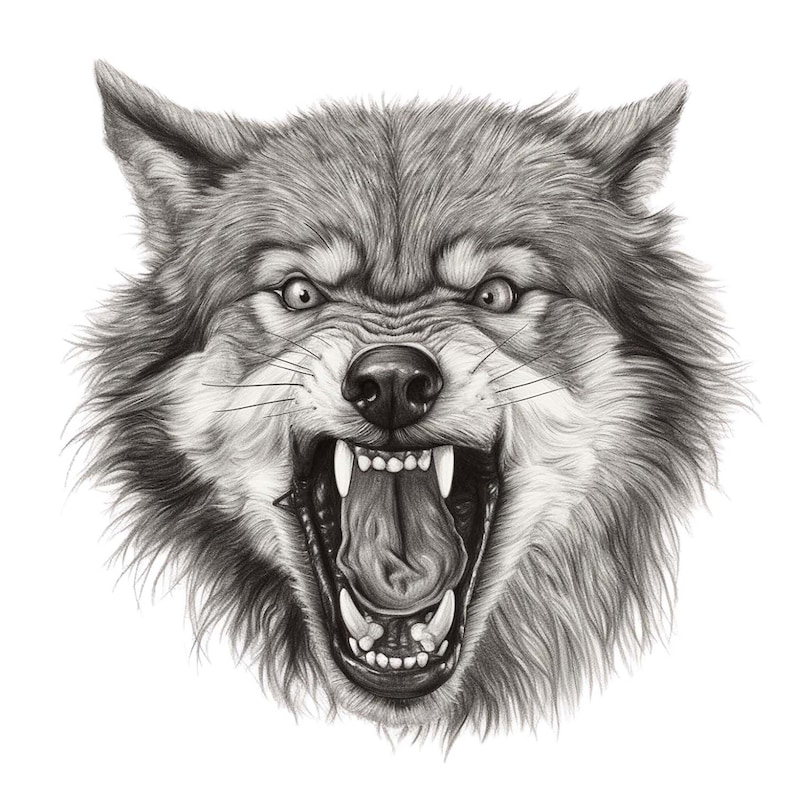 8 File Bundle Angry Wolf PNG Sublimation Design Download, Hand Drawn ...