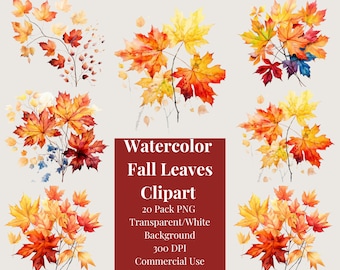 Watercolor Fall Leaves Clipart, Autumn Clipart, Fall Clipart ...