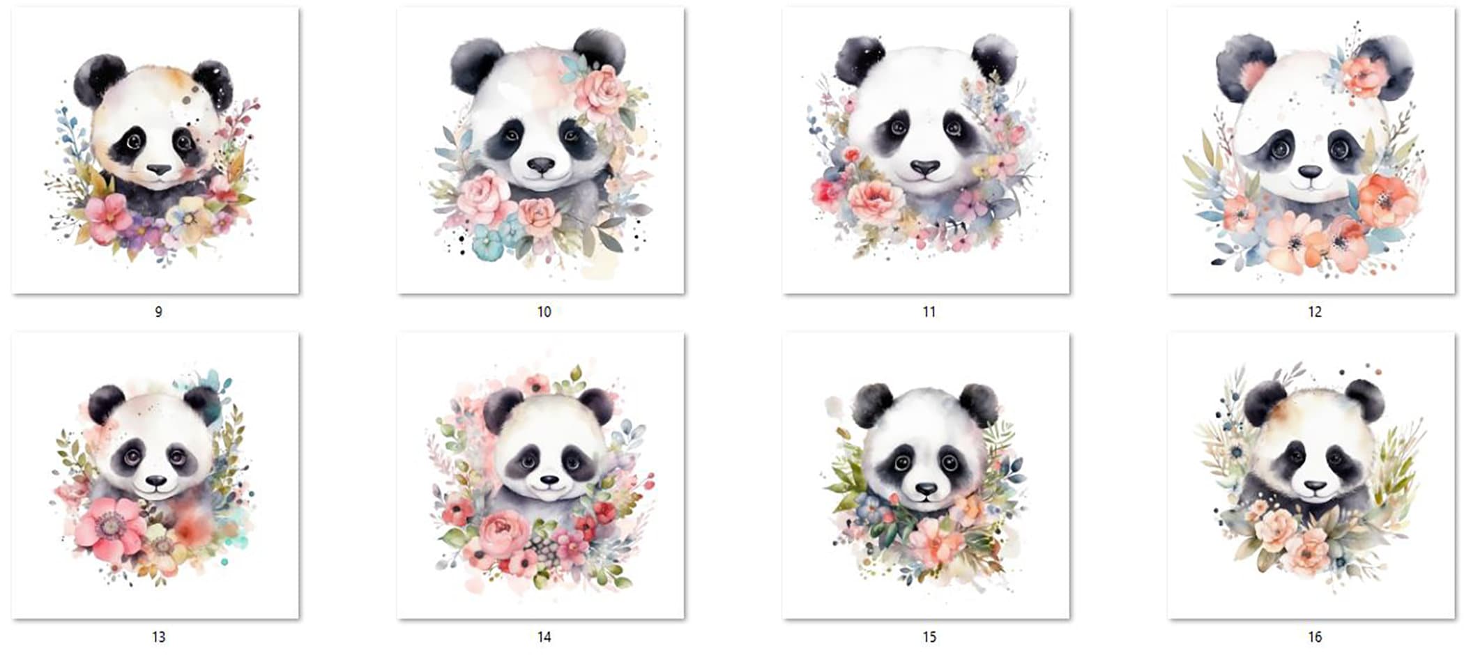 Watercolor Happy Panda Clipart, Cute Panda Clipart Bundle, Wild Animal ...