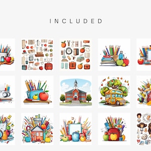 School Clipart Set, School Supplies Clipart Set, PNG Files, Crayons ...