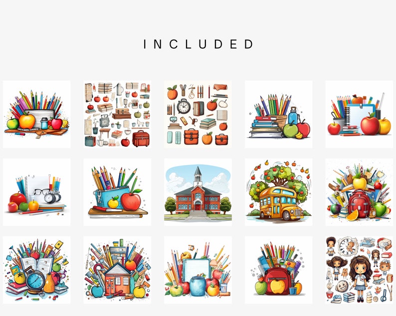 School Clipart Set, School Supplies Clipart Set, PNG Files, Crayons ...