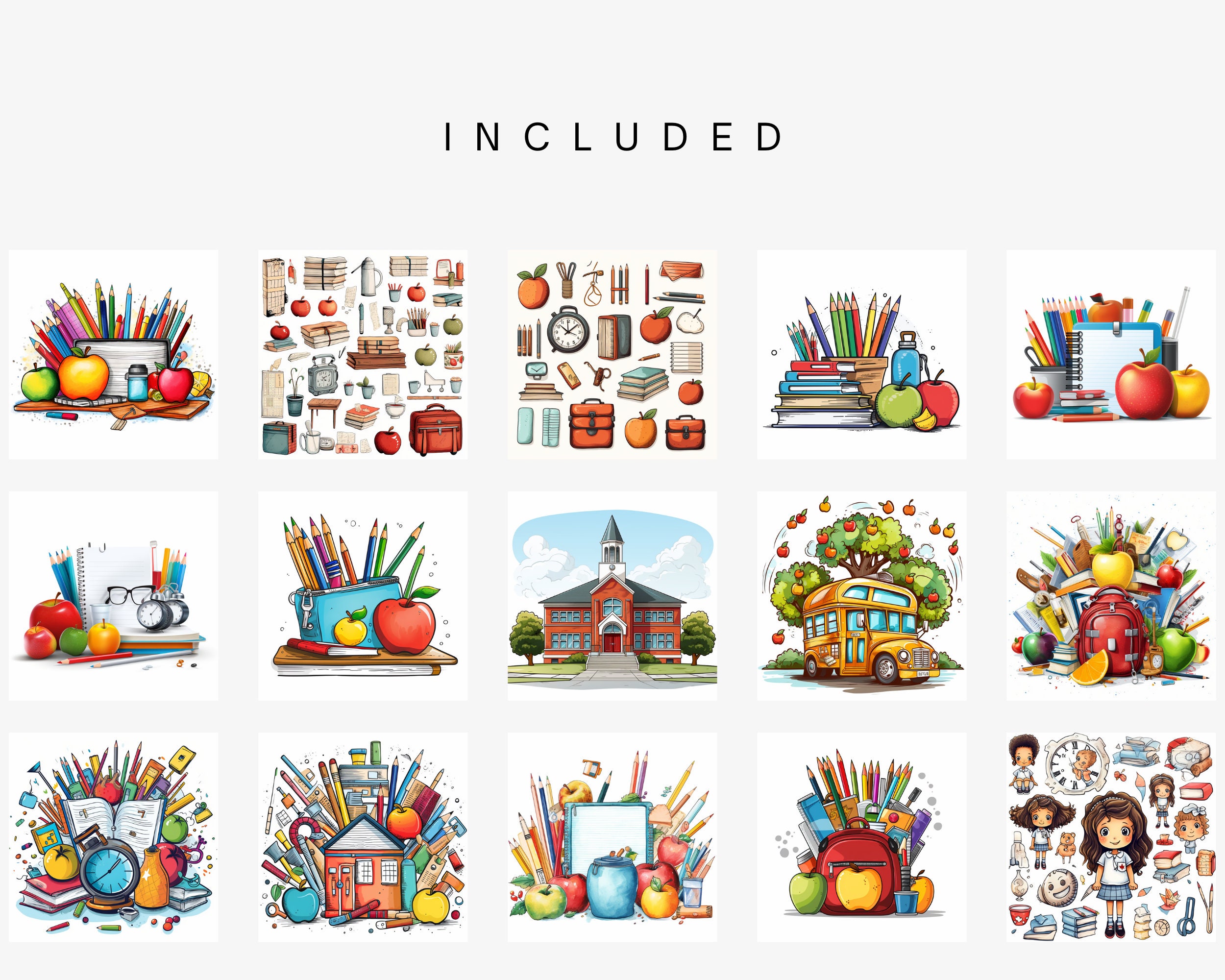 School Clipart Set, School Supplies Clipart Set, PNG Files, Crayons ...