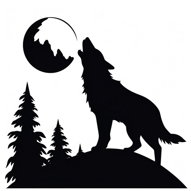 20 SVG Images, Howling Wolf SVG Silhouette Cut Out Design, Mountain ...