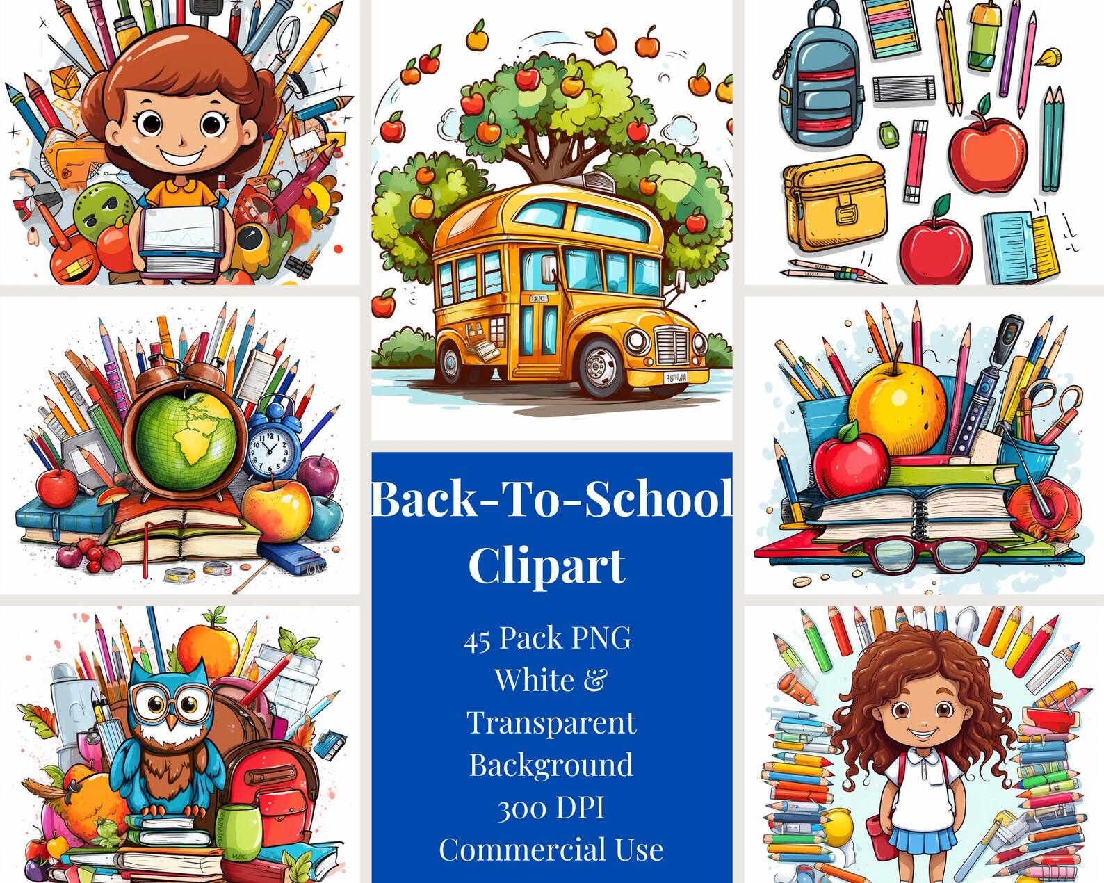 School Clipart Set, School Supplies Clipart Set, PNG Files, Crayons ...