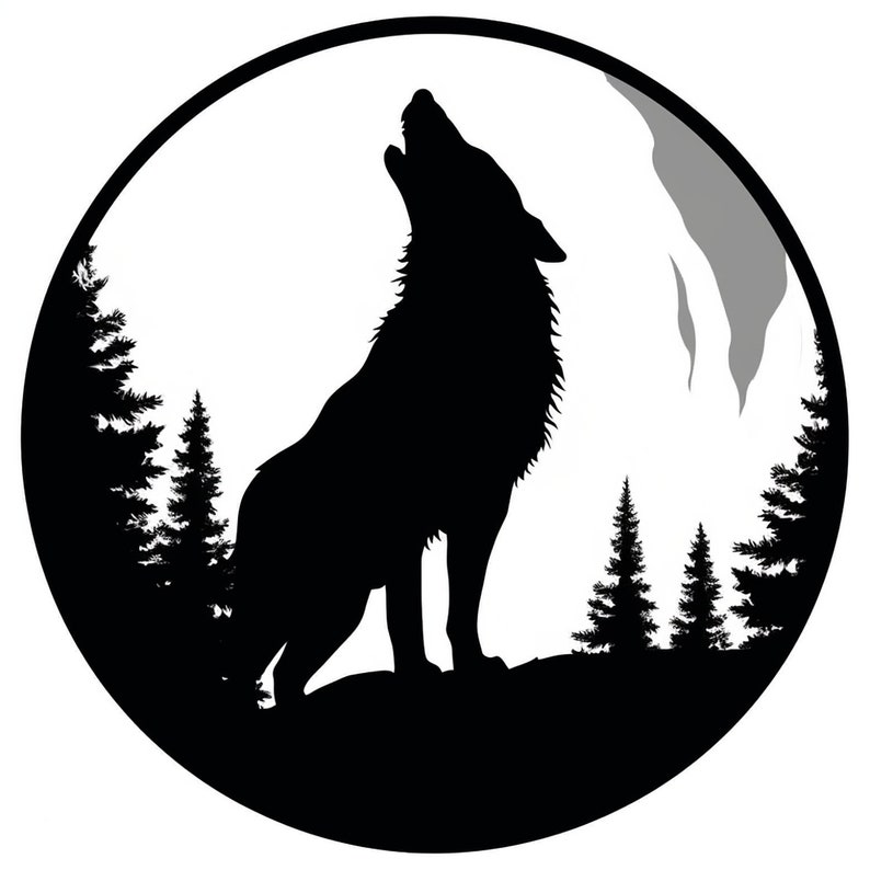 20 SVG Images, Howling Wolf SVG Silhouette Cut Out Design, Mountain ...
