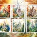 25 File Bundle, Clip Art Fantasy Castle Watercolor PNG for Download and ...