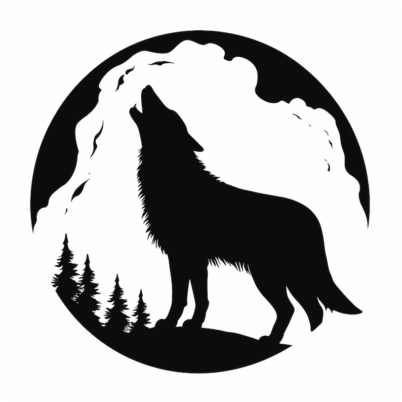 20 SVG Images, Howling Wolf SVG Silhouette Cut Out Design, Mountain ...