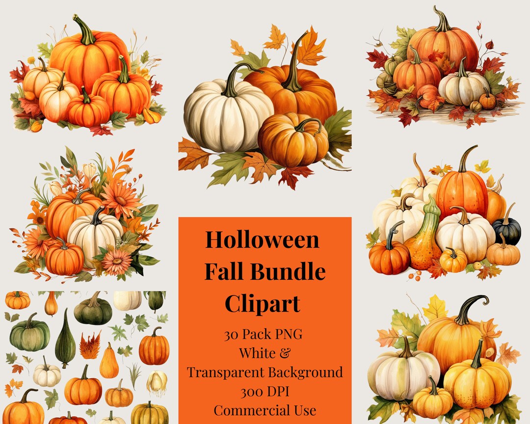 HALLOWEEN FALL Clipart BUNDLE, Set of 30 Clipart Images, Halloween ...