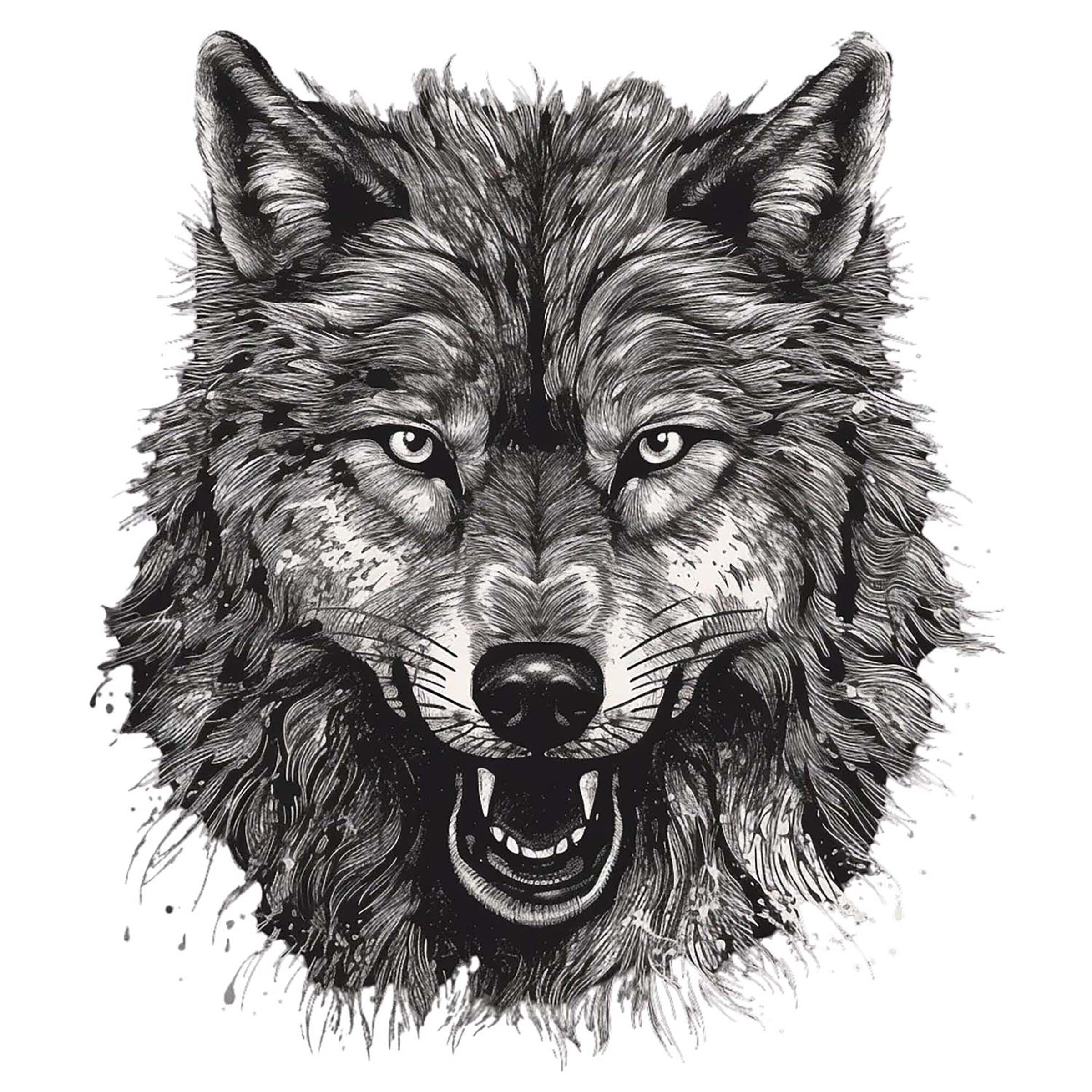 8 File Bundle Angry Wolf PNG Sublimation Design Download, Hand Drawn ...