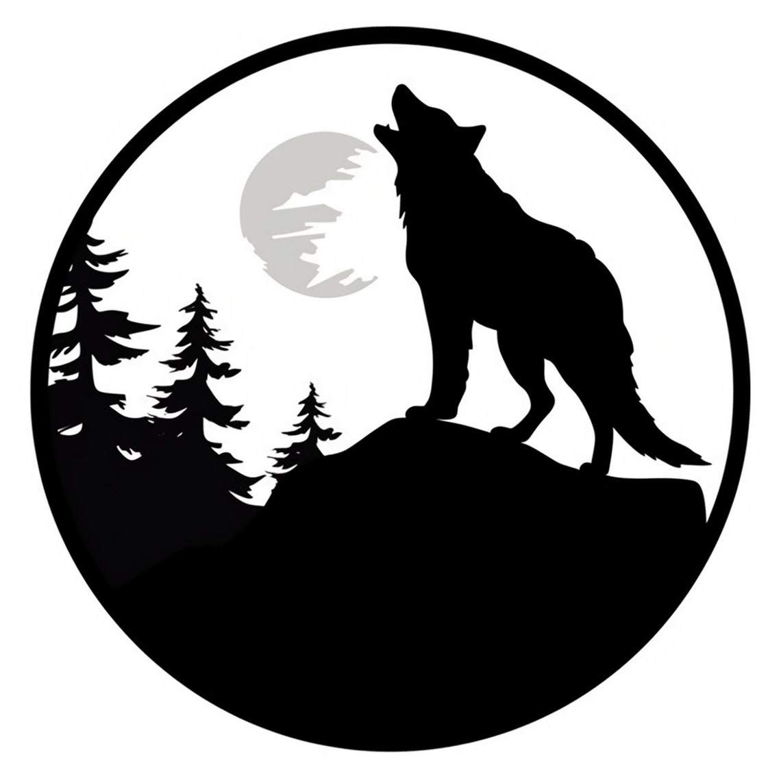 20 SVG Images, Howling Wolf SVG Silhouette Cut Out Design, Mountain ...