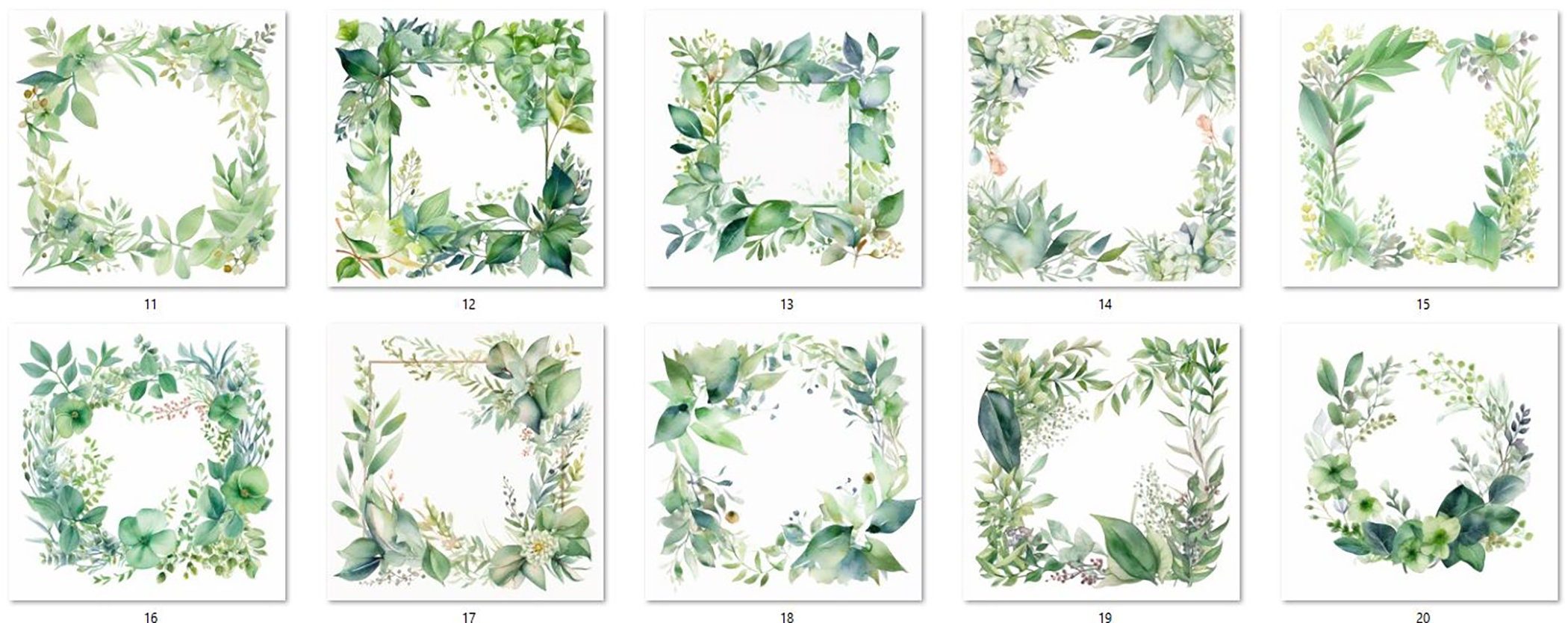30 File Bundle Greenery Watercolor Clipart Greenery Bundle - Etsy