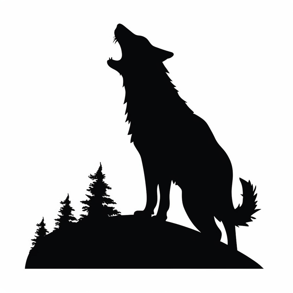 20 SVG Images, Howling Wolf SVG Silhouette Cut Out Design, Mountain ...