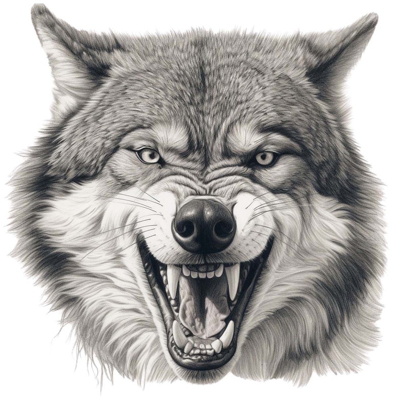 8 File Bundle Angry Wolf PNG Sublimation Design Download, Hand Drawn ...