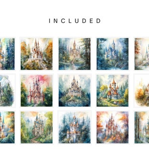25 File Bundle, Clip Art Fantasy Castle Watercolor PNG for Download and ...