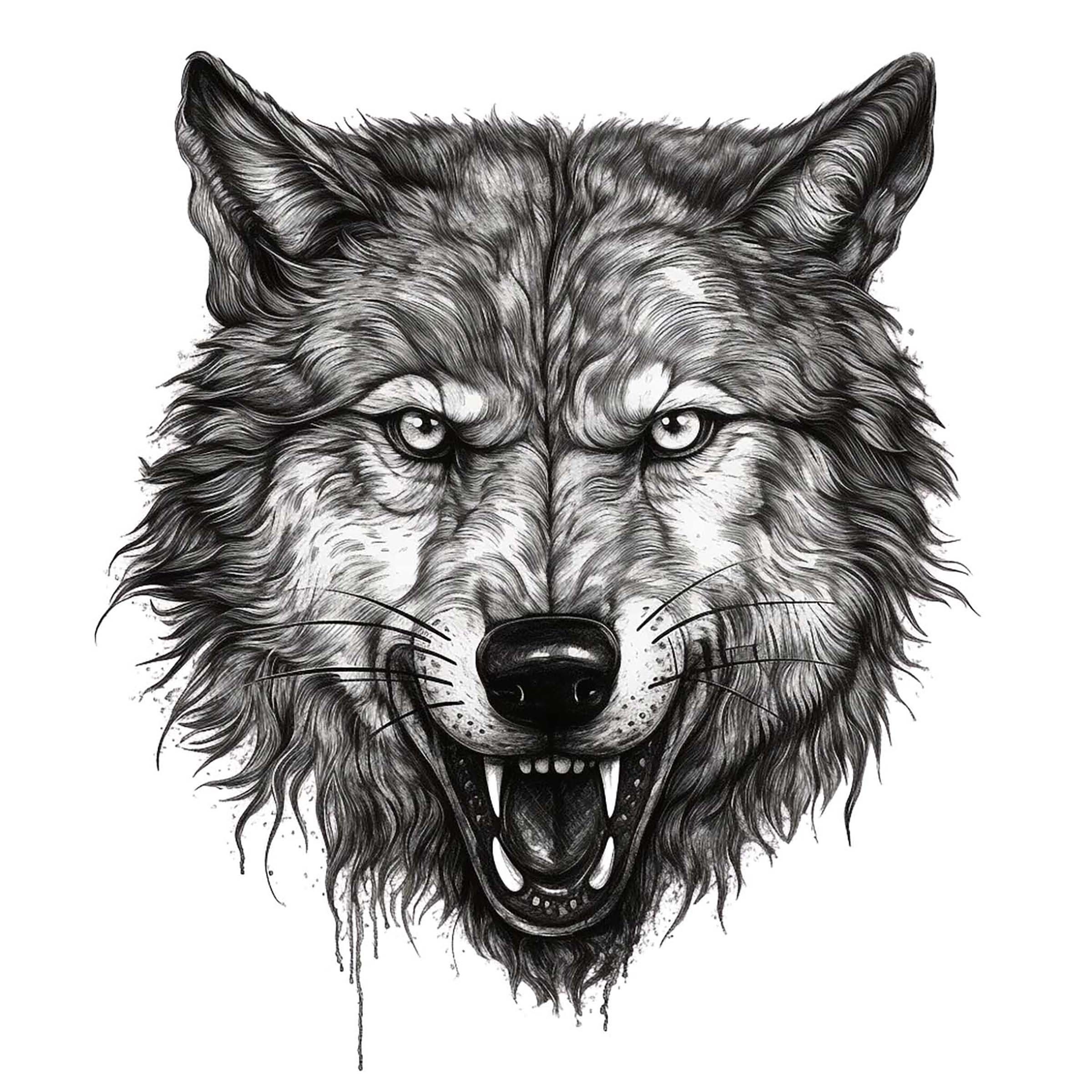 8 File Bundle Angry Wolf PNG Sublimation Design Download, Hand Drawn ...