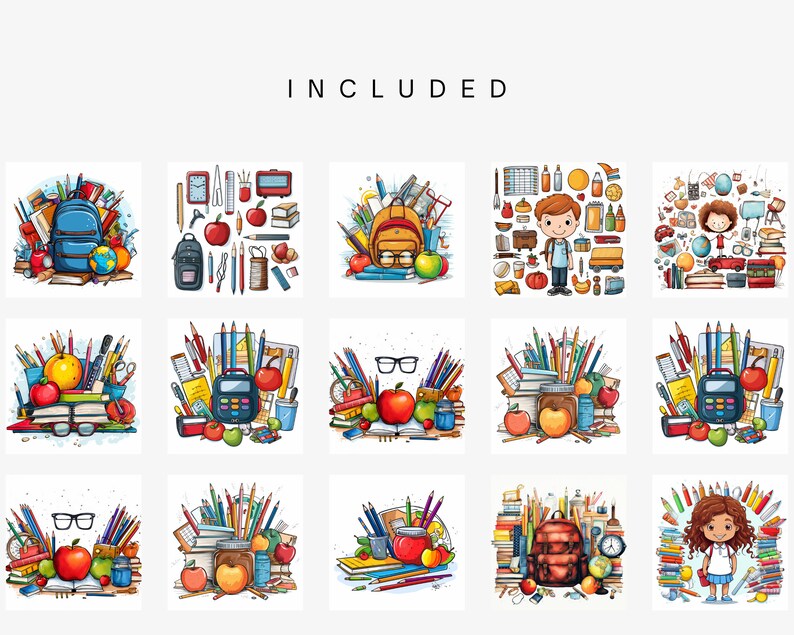 School Clipart Set, School Supplies Clipart Set, PNG Files, Crayons ...