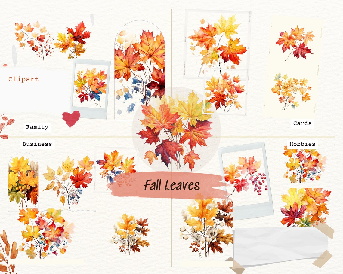 Set of 20 Watercolor Fall Leaves Clipart, Autumn Clipart, Fall Clipart ...