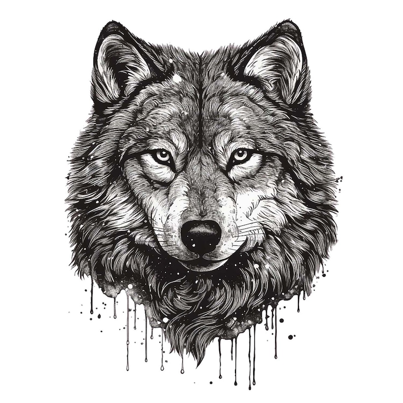 8 File Bundle Angry Wolf PNG Sublimation Design Download, Hand Drawn ...