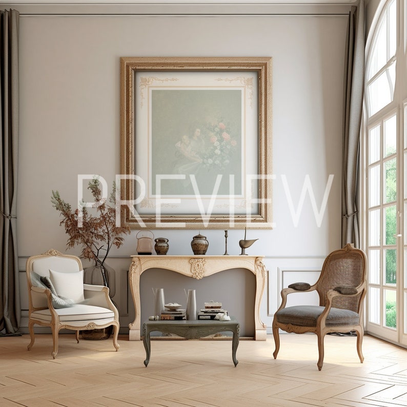 10 French Style Home Frame Mock Ups, Interior Design, Digital Art ...