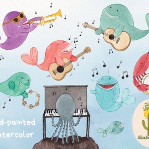 Watercolor Under the Sea Clipart, Sea Creatures PNG, Ocean Animals Art ...