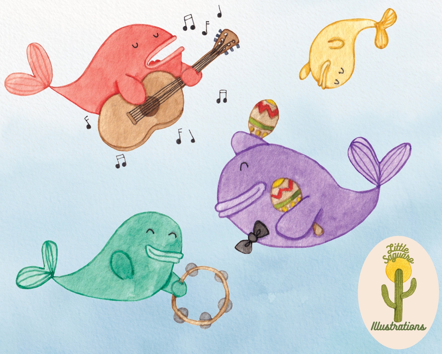 Watercolor Under the Sea Clipart, Sea Creatures PNG, Ocean Animals Art ...