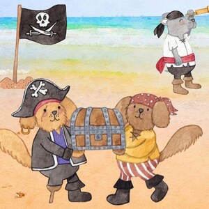 Watercolor Dog Pirate Clipart, Commercial Use PNG, Dog Art Digital ...